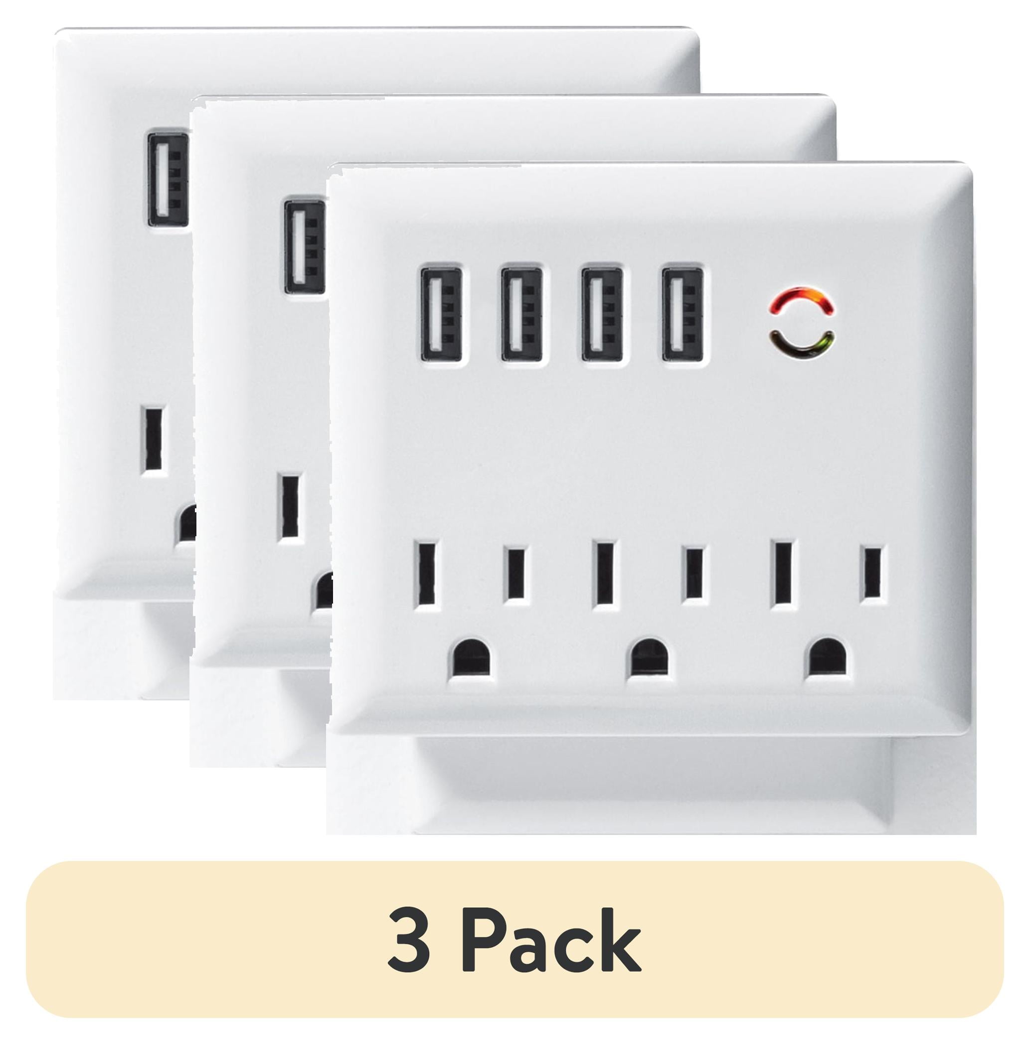 (3 pack) Merkury Innovations Surge Protector 4.2A USB Wall Charger, 3 ...