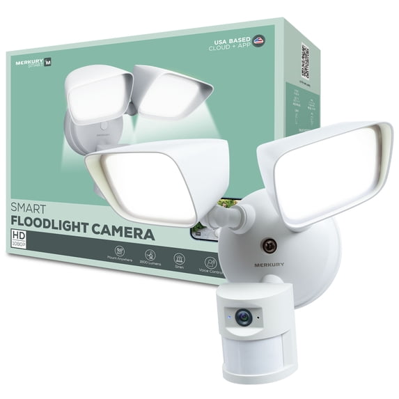Merkury Floodlight Camera, Smart Wi-Fi, 1800 Lumens, Motion Alerts, (1 ...