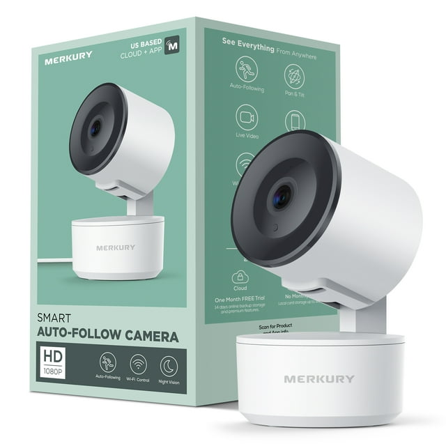 Merkury Smart Indoor Auto-Tracking Wi-Fi Camera - Requires 2.4 GHz Wi ...