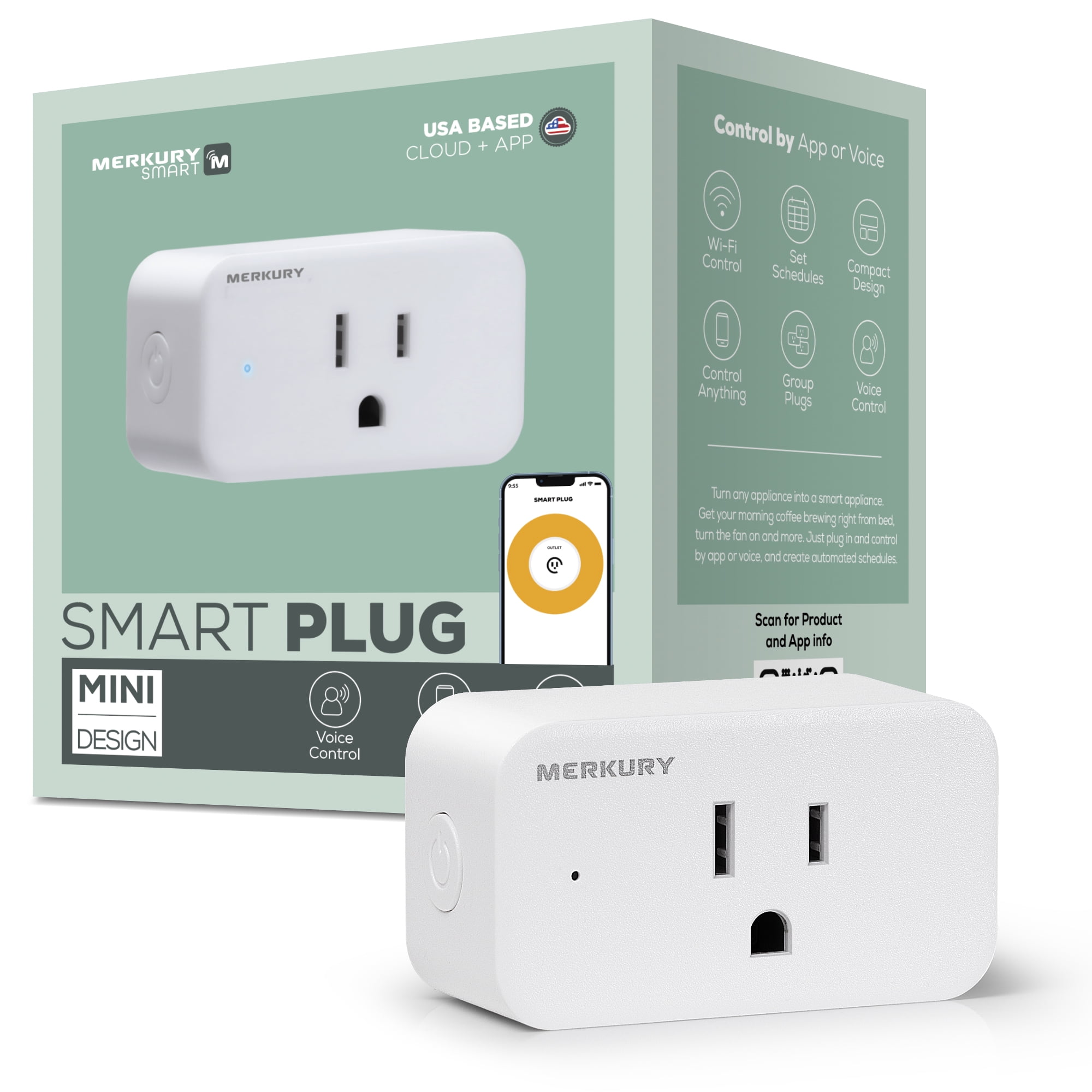 Merkury Smart Plug, WiFi Outlet Compatible with Alexa and Google Home ...