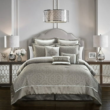 Merlina Merlina 9 or 13 Piece Comforter Set Jacquard Geometric Scroll ...