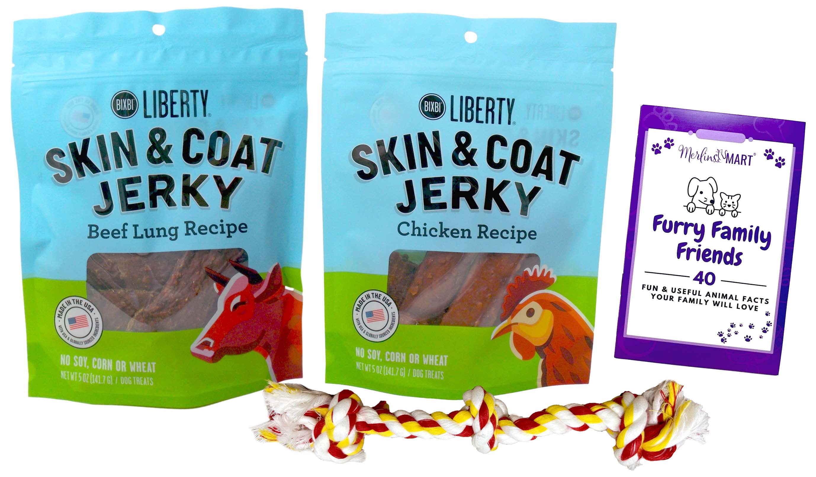 Bixbi Liberty Skin & Coat Jerky Dog Treats 2 Flavors (1) Each: Beef ...