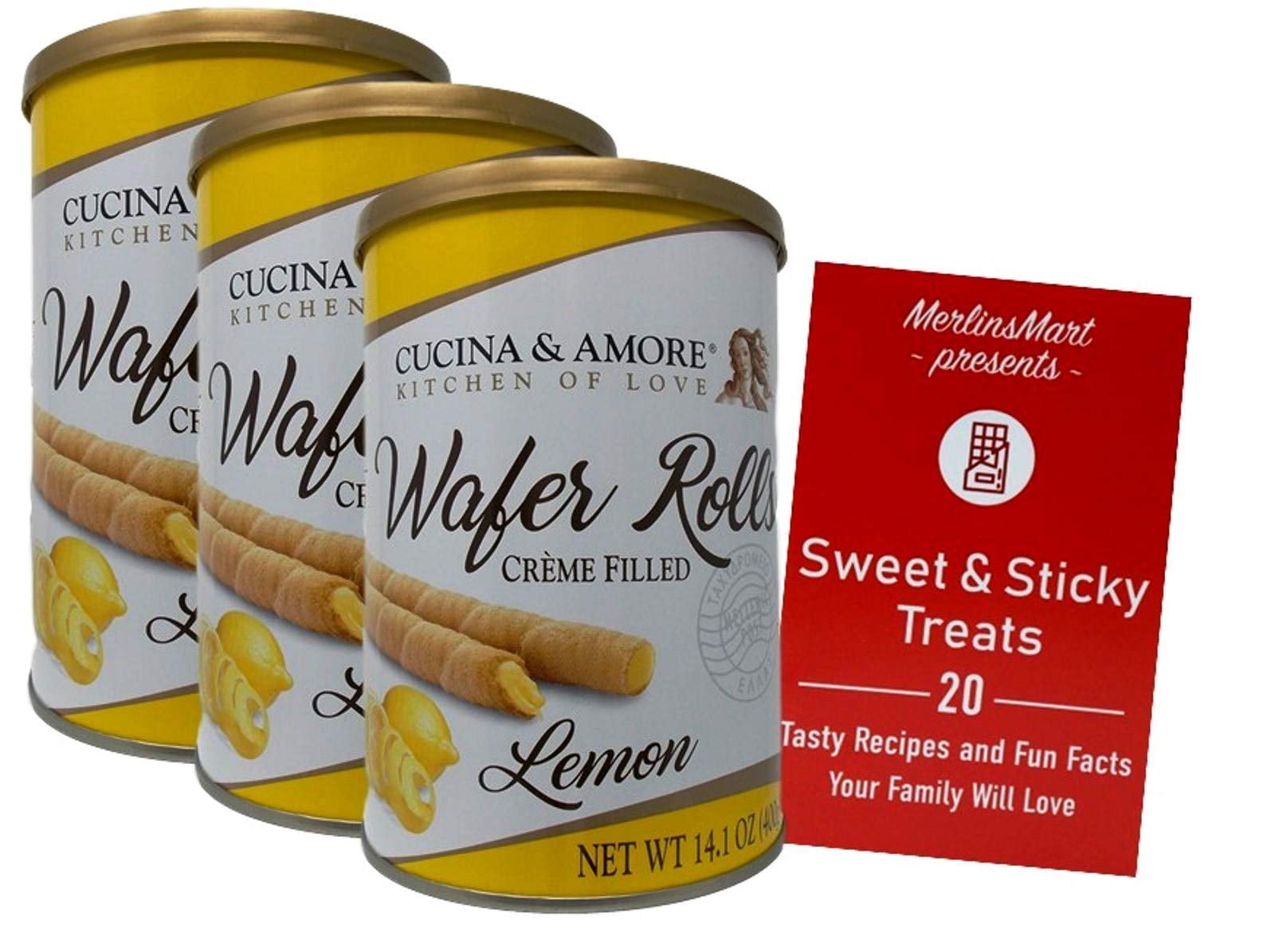 Cucina & Amore Premium Creme Filled Rolled Wafers 3 Count - Lemon (14.1 ...