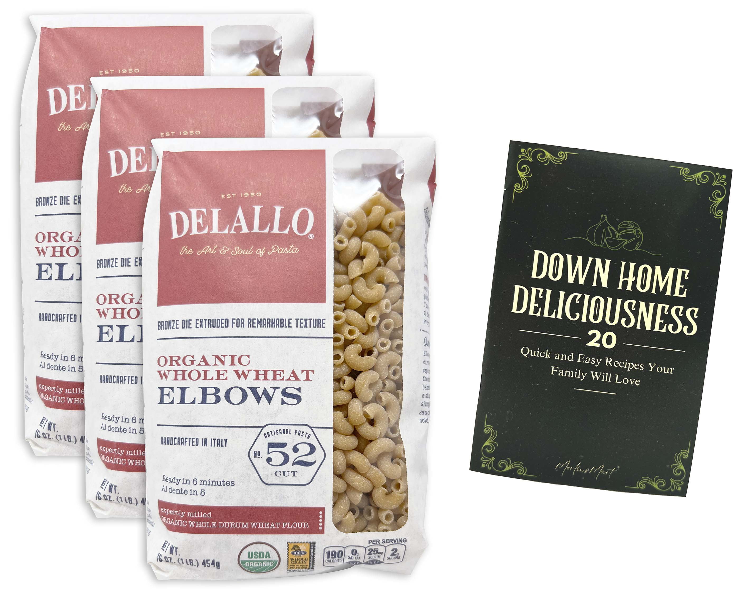 DeLallo Organic Whole Wheat Italian Pasta | Elbows No. 52 | 3 Count ...
