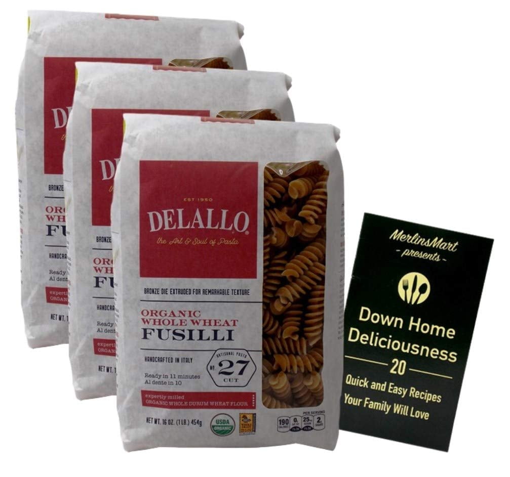 DeLallo Organic Whole Wheat Italian Pasta | Fusilli No. 27 (16 Ounces ...