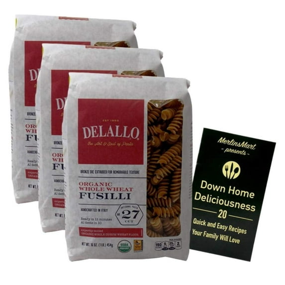 DeLallo Organic Whole Wheat Italian Pasta | Fusilli No. 27 (16 Ounces ...