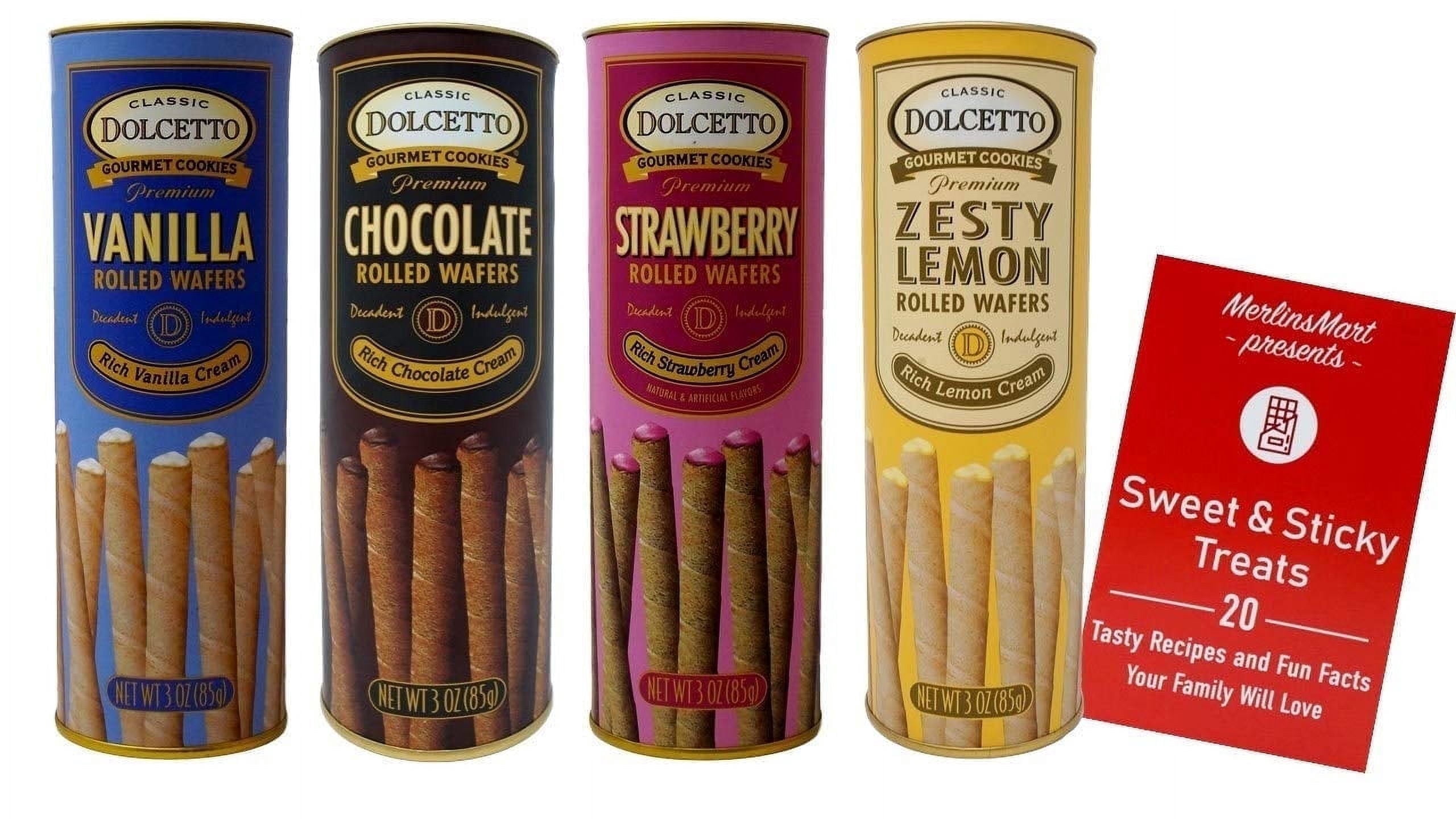Dolcetto Premium Cream Filled Rolled Wafers Baked 4 Flavor Variety (1 ...