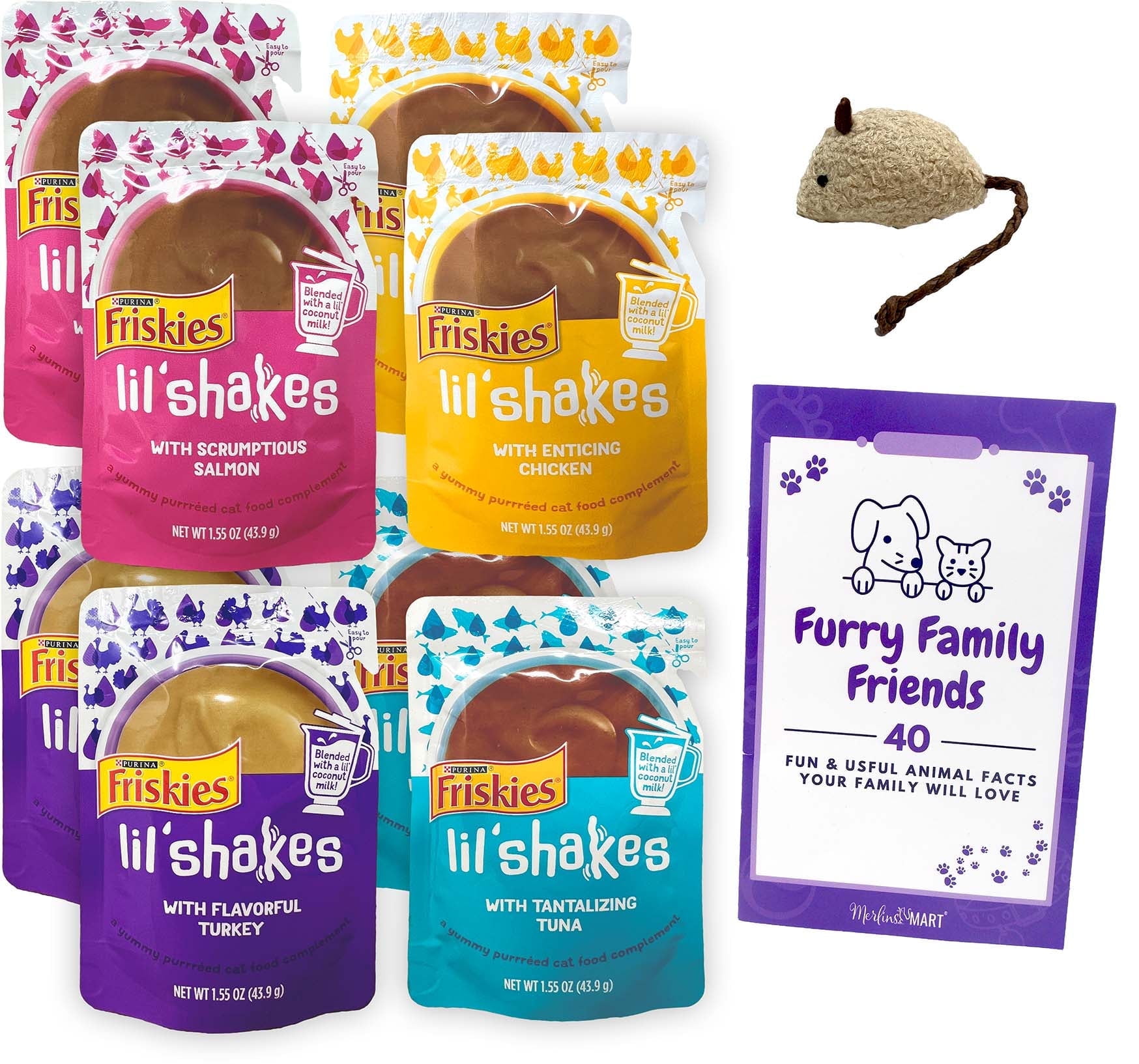MerlinsMart Lil' Shakes Saucy Cat Food Complement, 8 Pouches, 4 Flavors ...