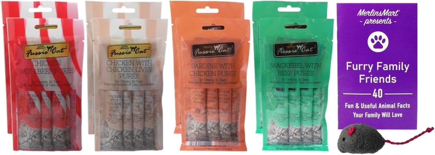 MerlinsMart Zine + Fussie Cat Premium Puree 4 Flavor Variety (2) Each ...