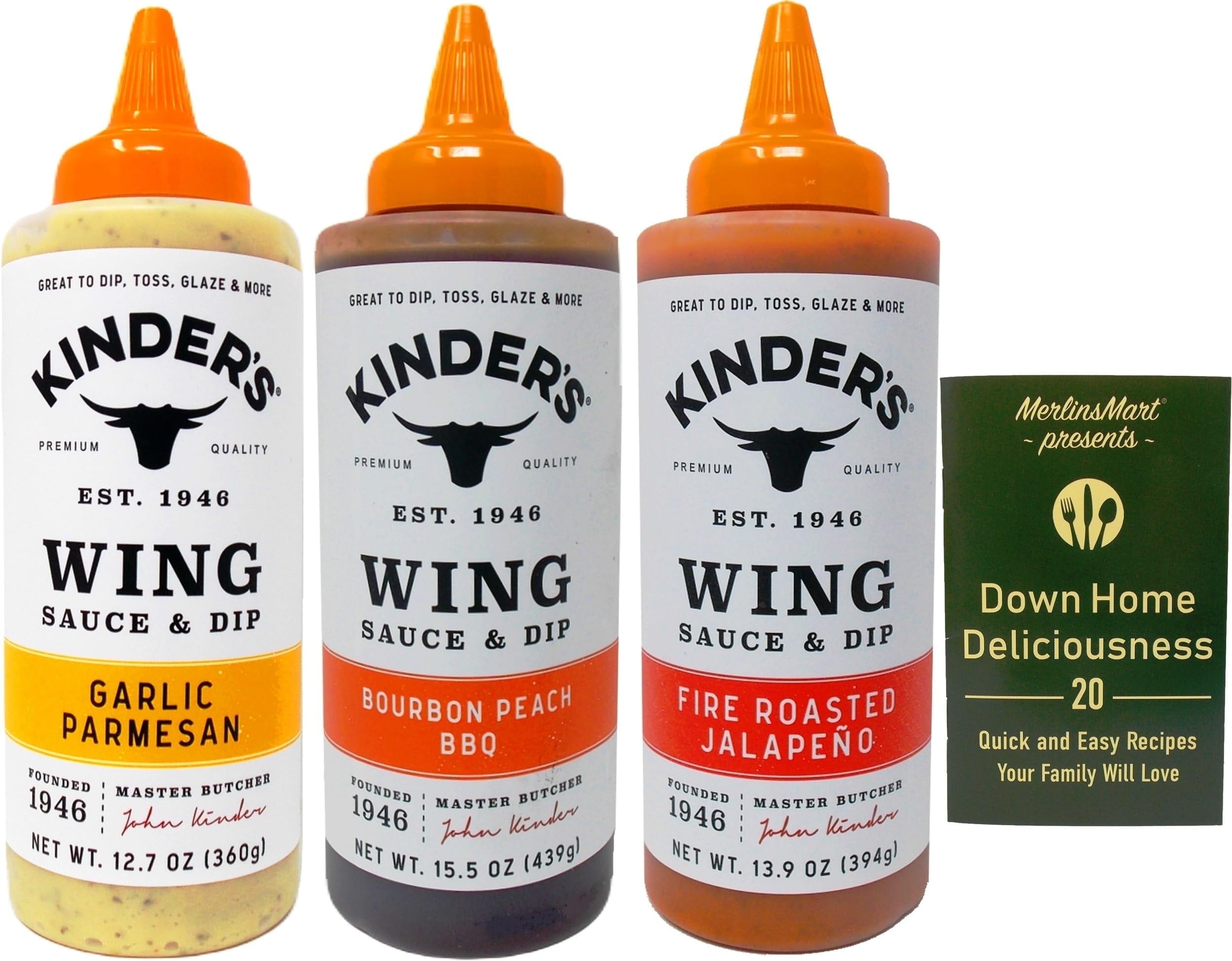 Kinder's Wing Sauce & Dip 3 Flavor Variety (1) Each: Garlic Parmesan ...