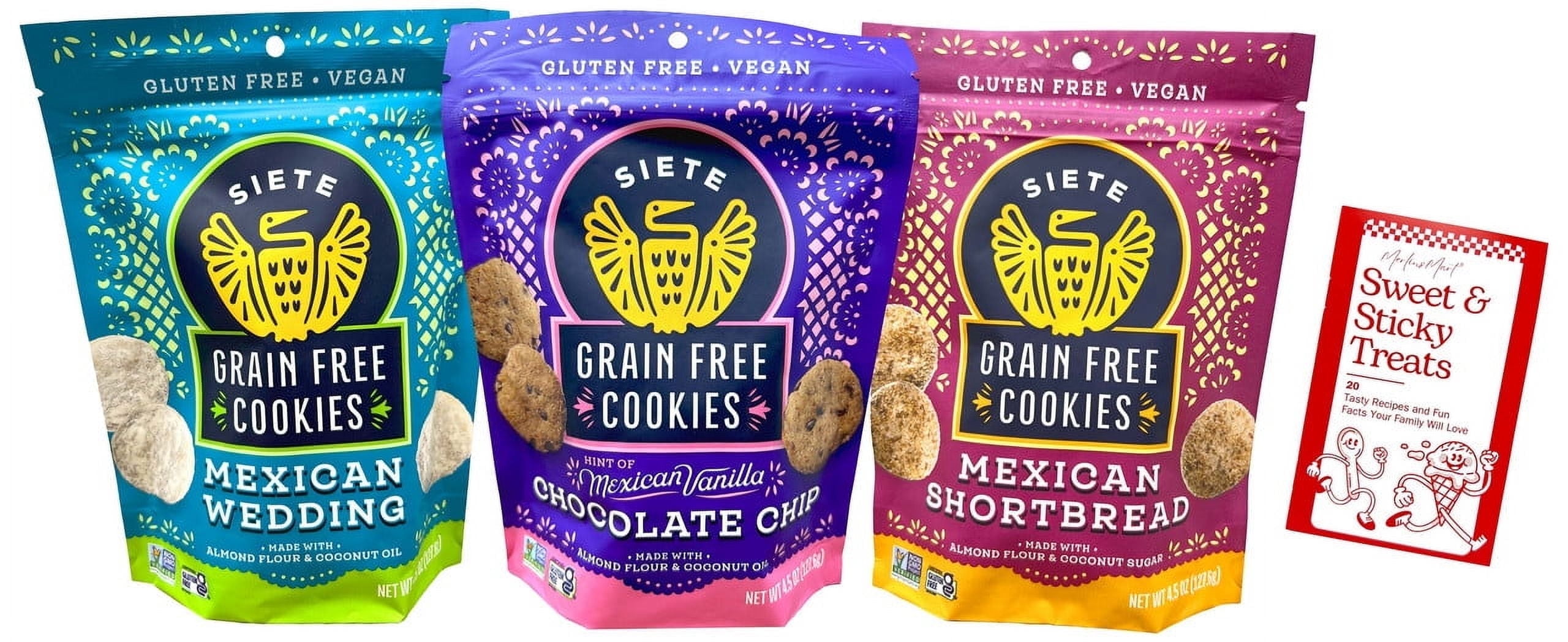 Siete Grain Free Vegan Cookies (1) each: Mexican Wedding, Vanilla ...