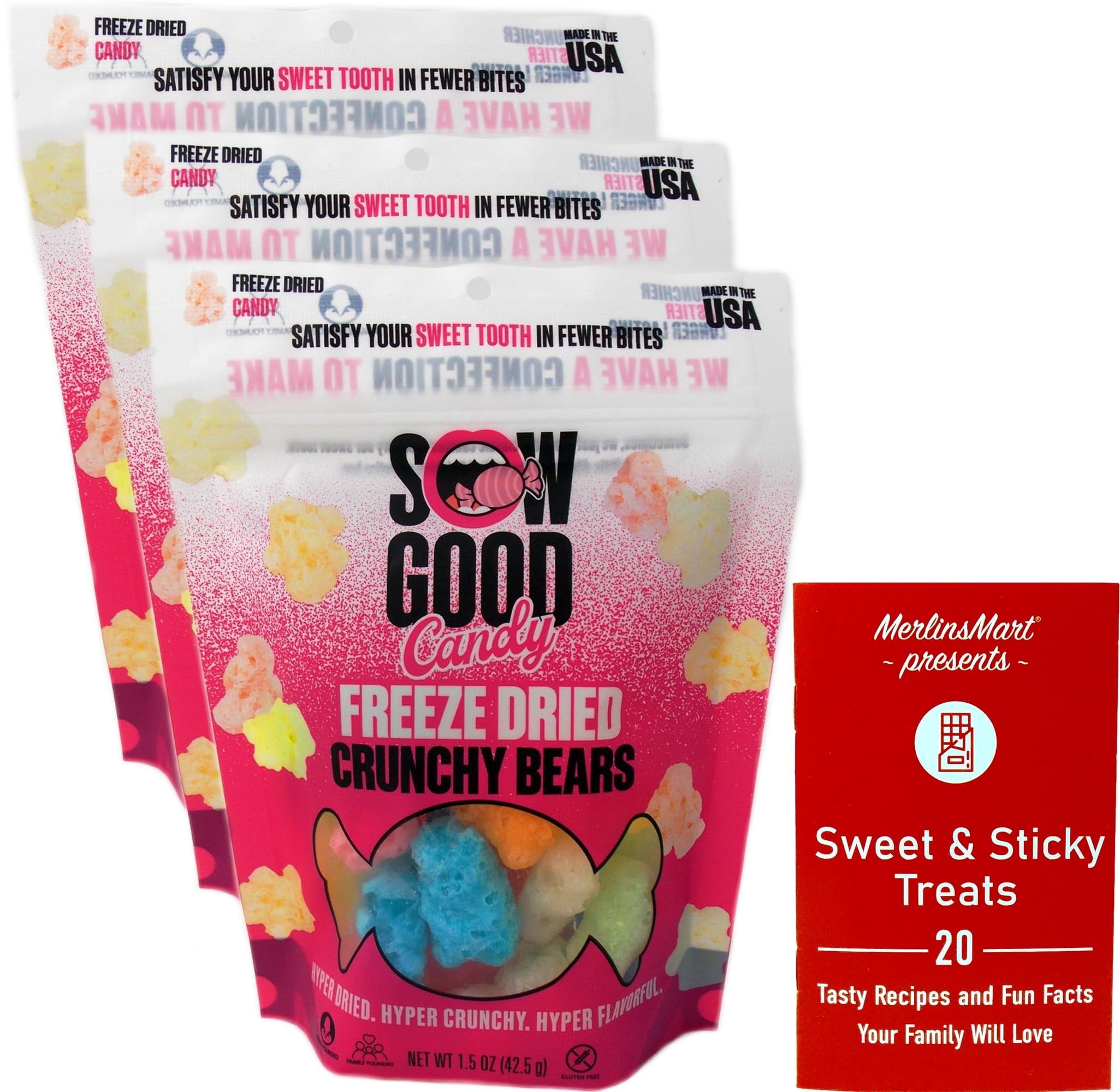 Sow Good Freeze Dried Candy - Crunchy Bears (1.5 Ounces) - 3 Count ...