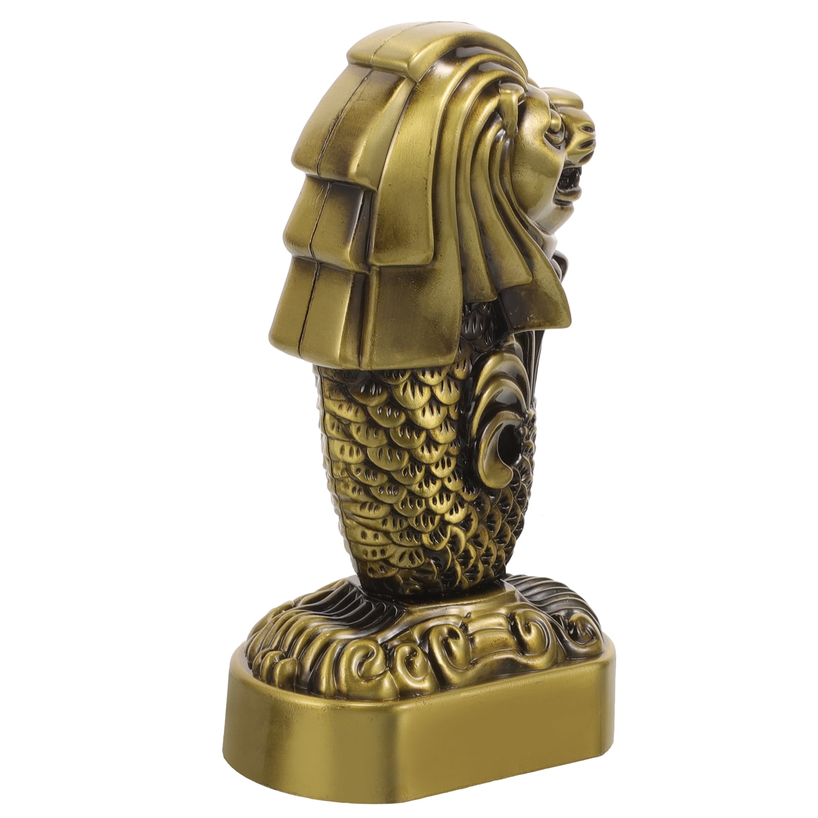 Merlion Figurine Desktop Vintage Merlion Sculpture Metal Merlion Craft ...