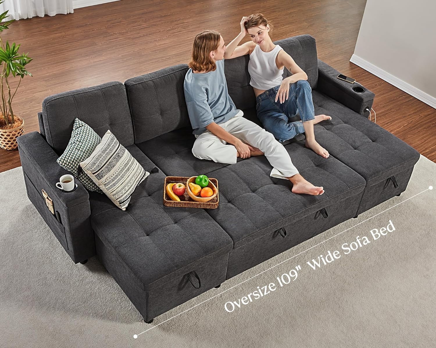 Papajet Multifunctional Sleeper Sofa for Small Space- 109″ Pull Out ...