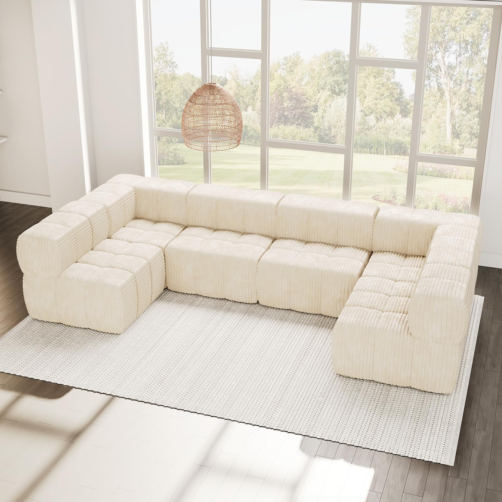 Merluxy 144" Modular Sectional Sofa Couch Chaise Lounge Cloud Sofa Set for Living Room, 6 Seat ...