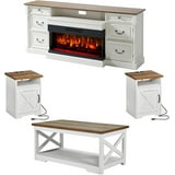 Merluxy Farmhouse Living Room Set, 75" TV Stand, Coffee Table & 2 Barn ...