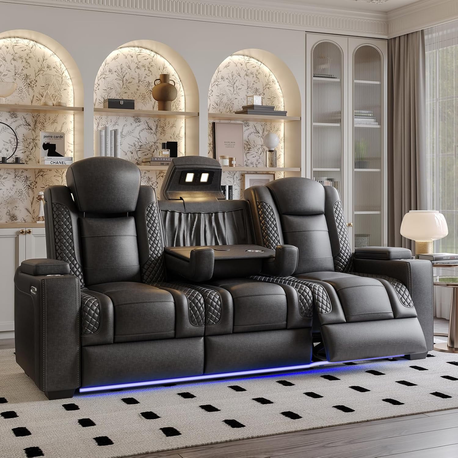 Merluxy Home Theater Seating Seats, Dual Motor Movie Loveseat Recliner ...