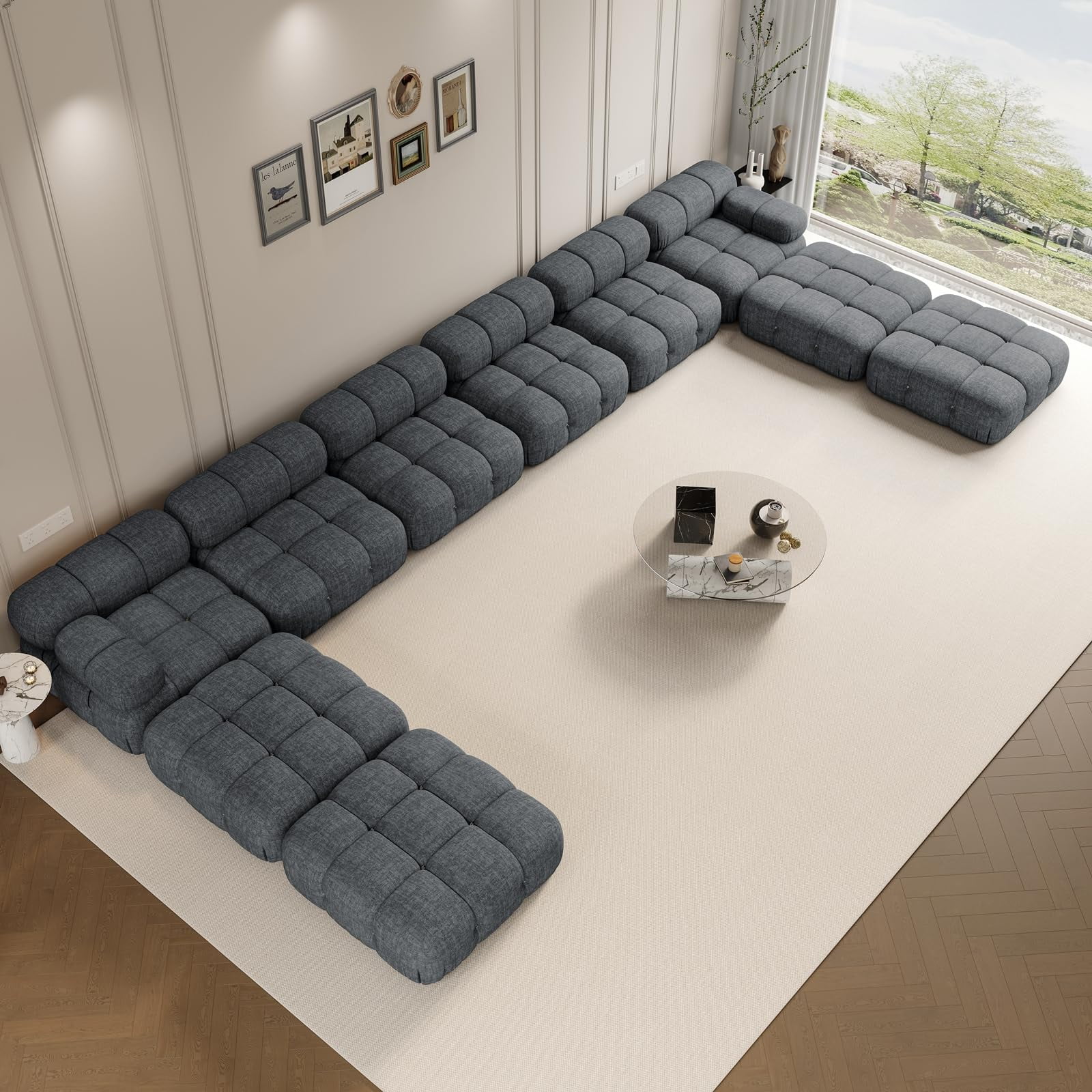 Merluxy Modular Compression Sectional Sofa Couches for Living Room, U ...