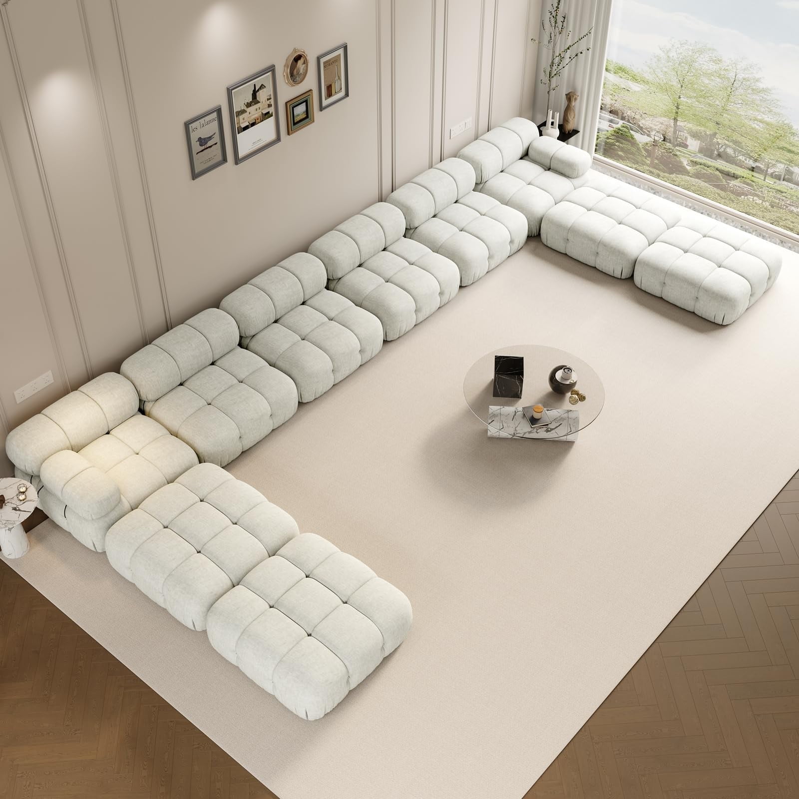 Merluxy Modular Compression Sectional Sofa Couches for Living Room, U Shaped Cloud Couch with ...