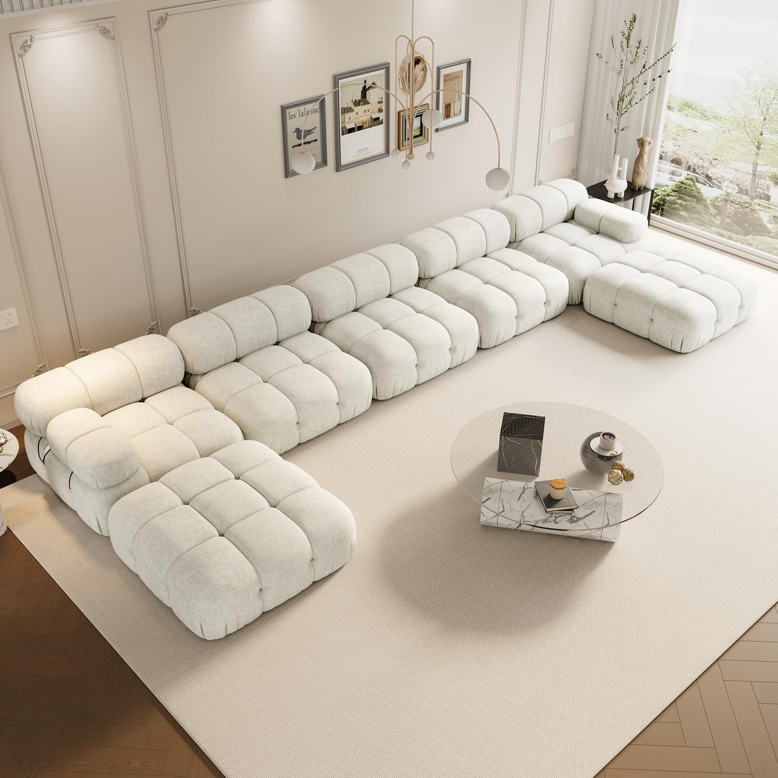 Merluxy Modular Compression Sectional Sofa Couches for Living Room, U Shaped Cloud Couch with ...