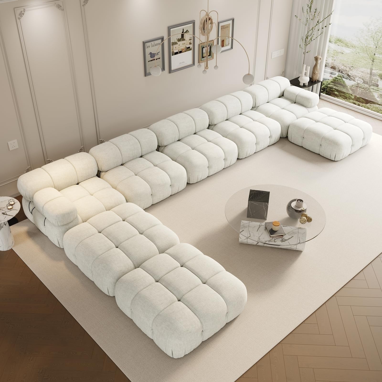 Merluxy Modular Compression Sectional Sofa Couches for Living Room, U Shaped Cloud Couch with ...