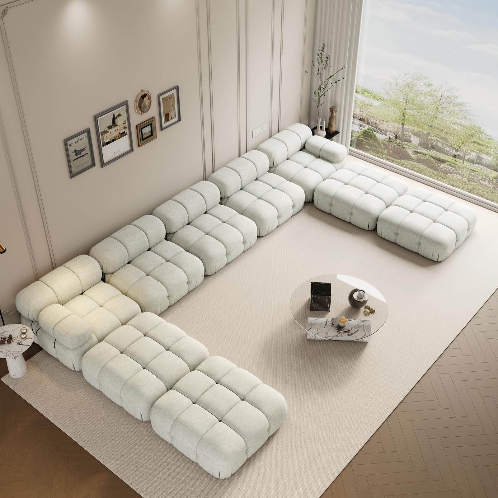 Merluxy Modular Compression Sectional Sofa Couches for Living Room, U ...