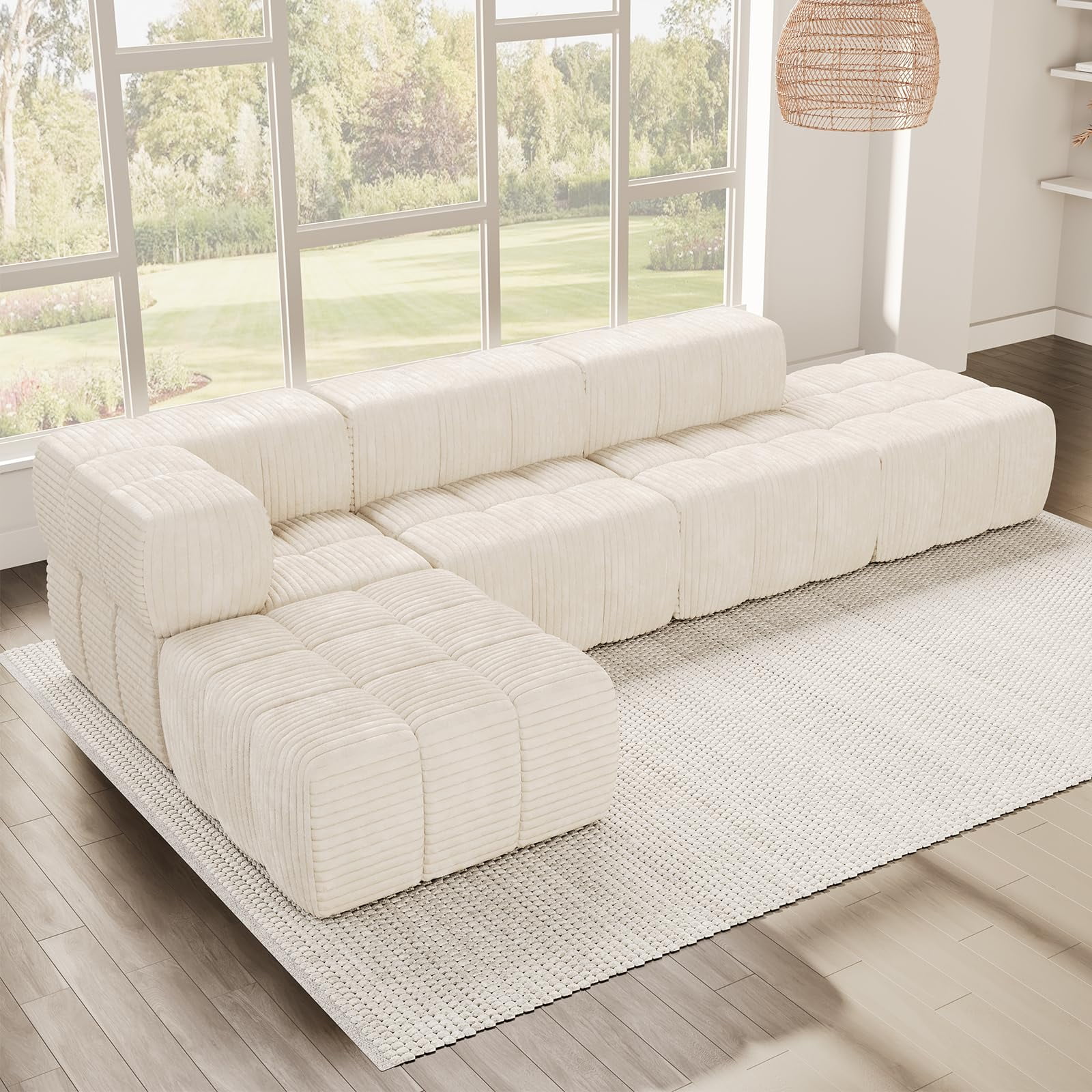 Merluxy Modular Sectional Sofa Couch Chaise Lounge Cloud Sofa Set for Living Room, 5 Seat ...