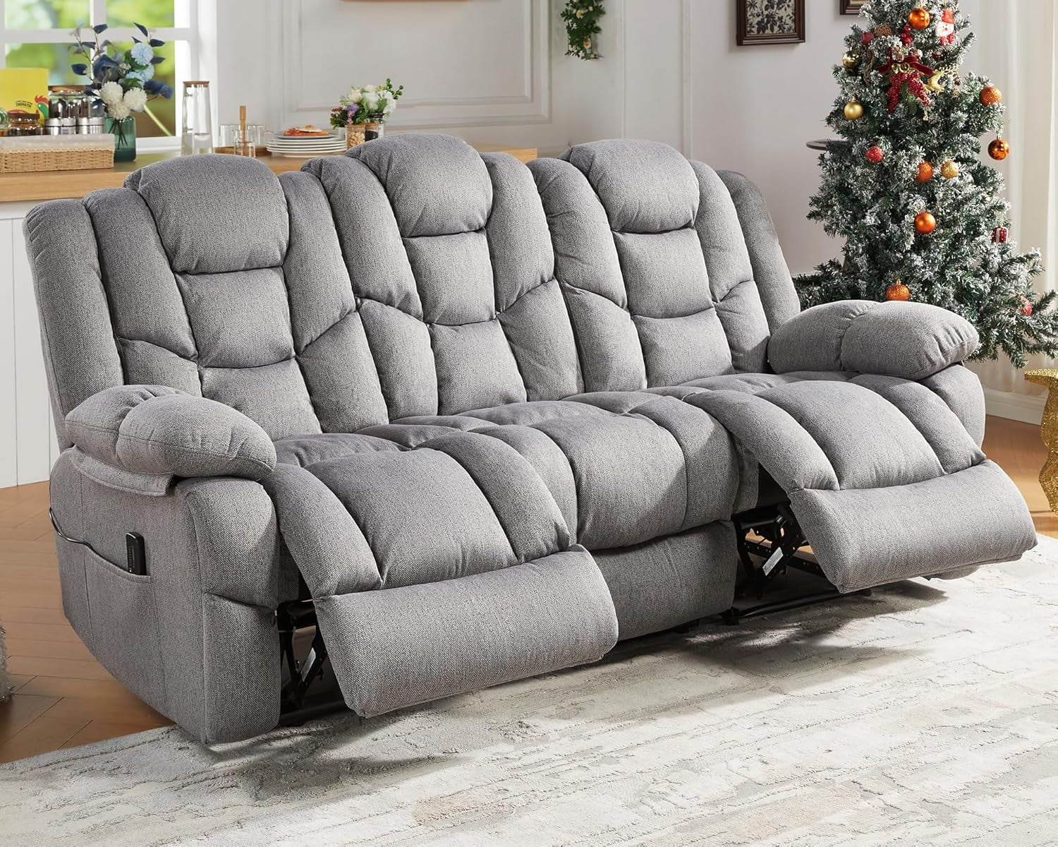 Merluxy Oversized Recliner, Manual Recliner with Side Pocket, Recliner ...