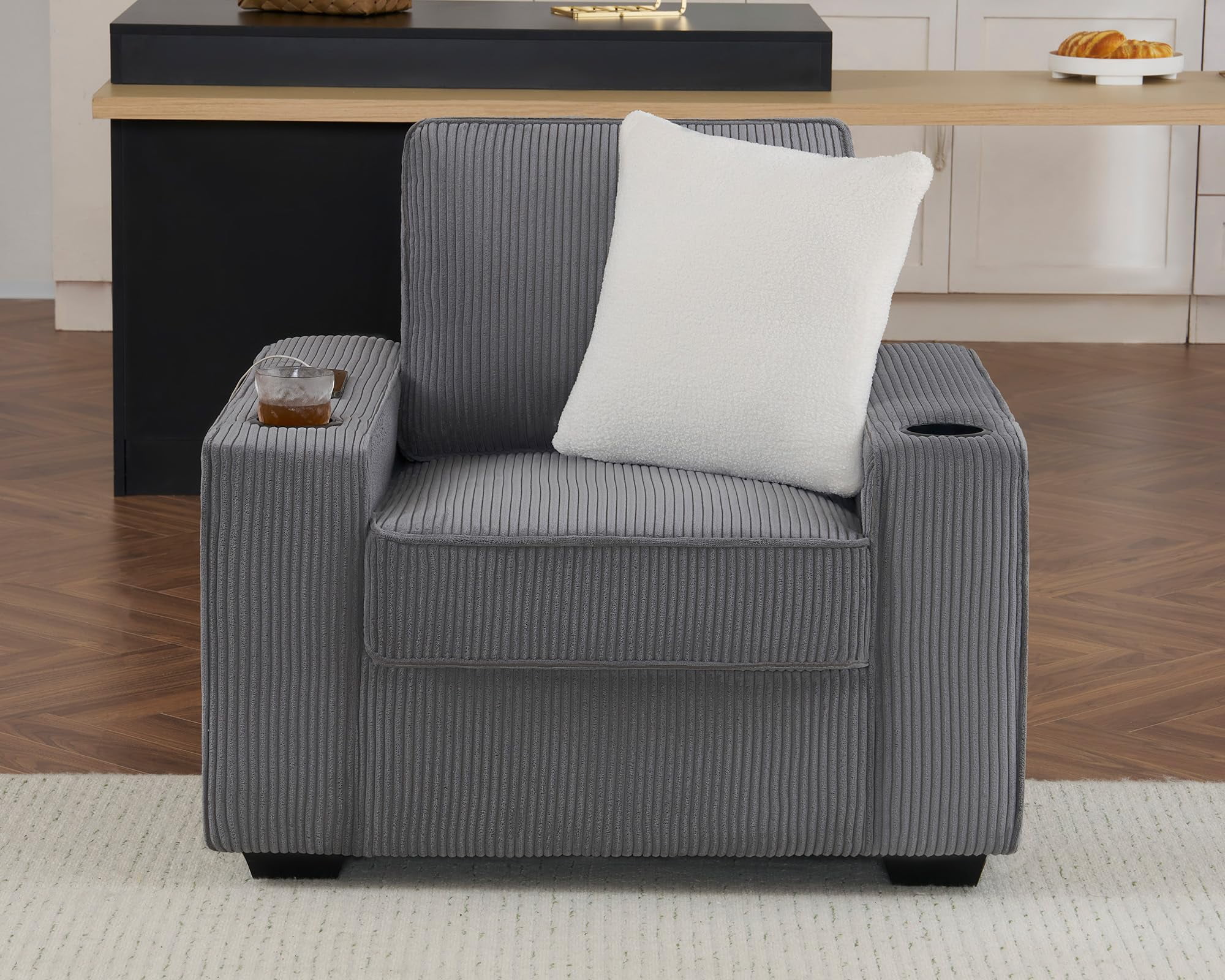 Merluxy Sofa, Comfy Couch- Deep Seat Sofa, Modern Couch with Cup ...