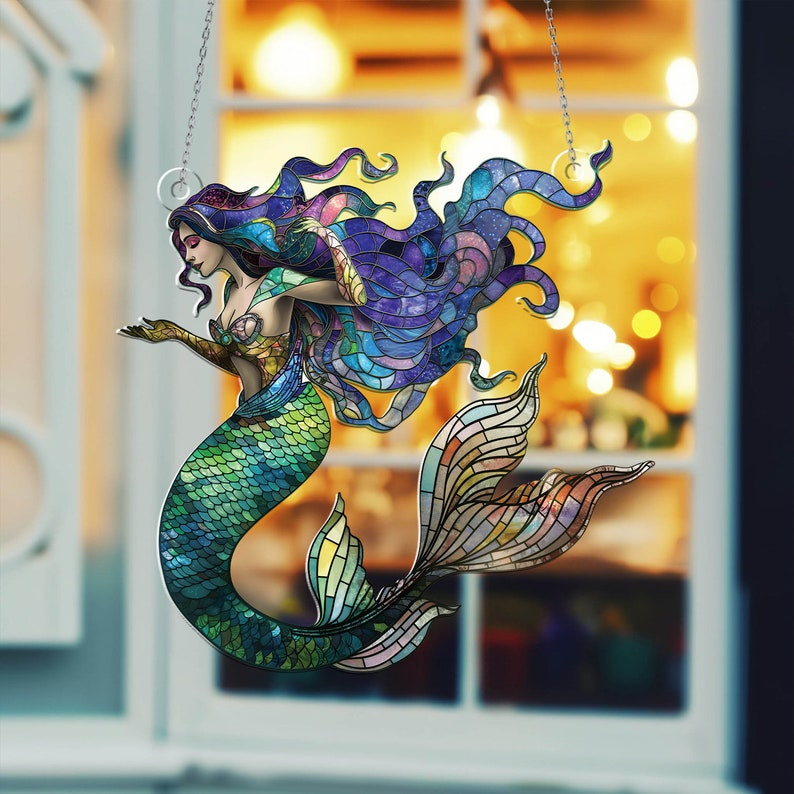 Mermaid Acrylic Window Hanging, Mermaid Lovers Gift, Mermaid Decor ...