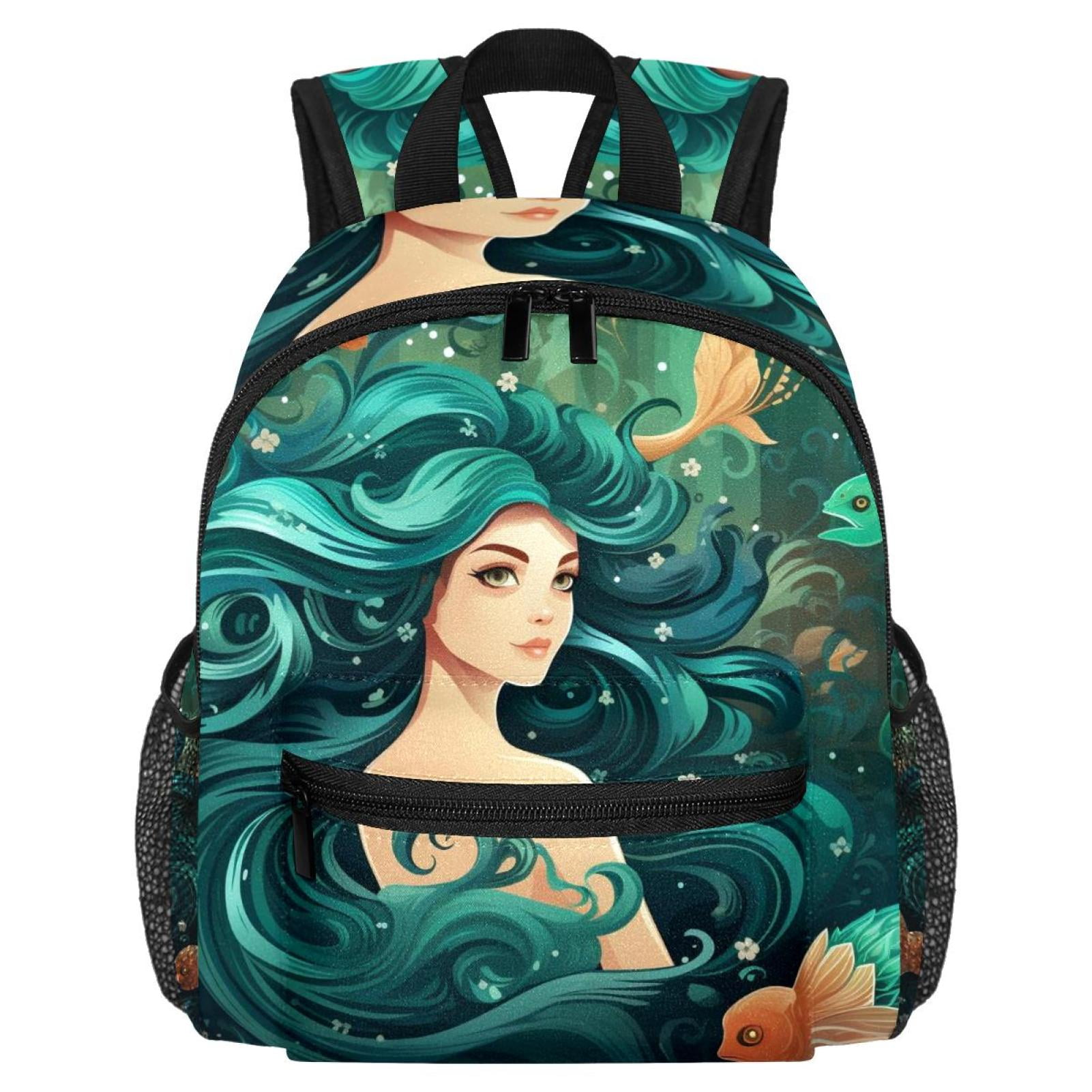 Mermaid Adjustable Shoulder Strap Backpack - Large Capacity, Printed ...