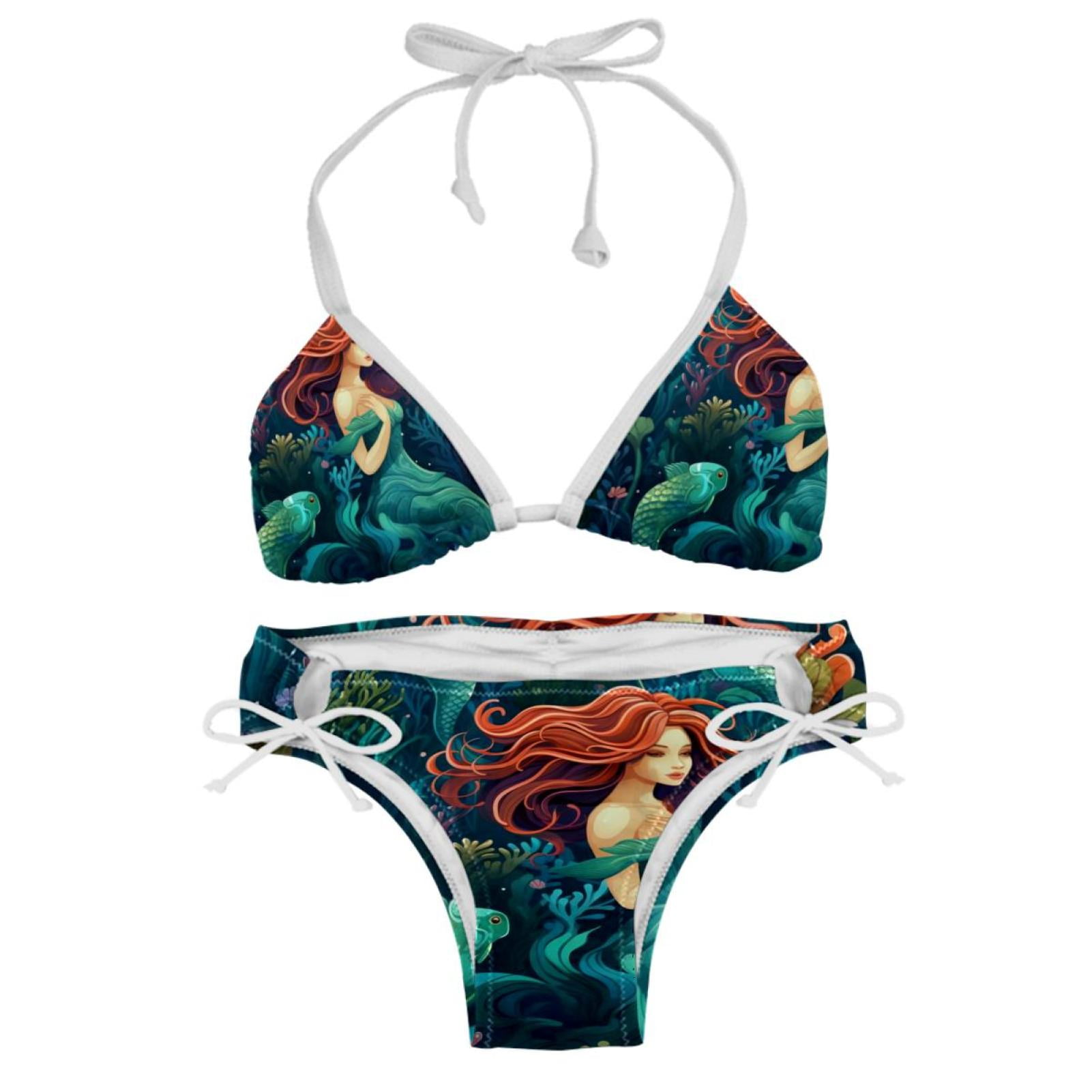 Mermaid Adjustable Strap Bikini Set with Detachable Sponge, Two-Pack ...