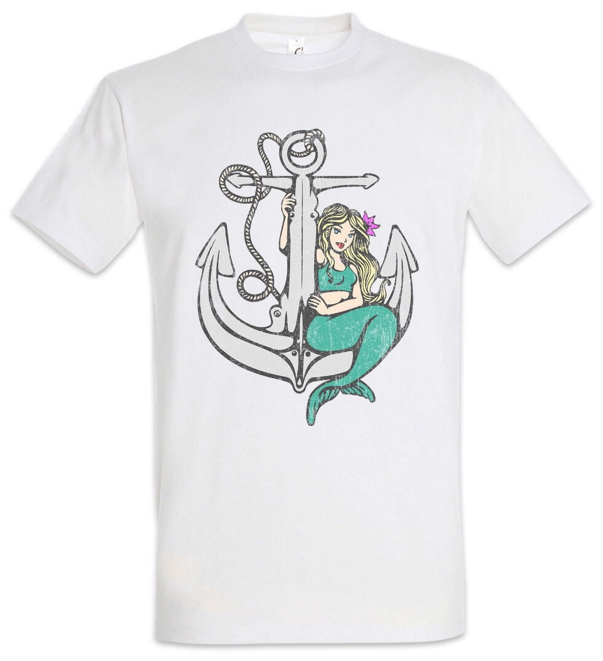 Mermaid Anchor T-Shirt Sailor Sailing Sailboat Tattoo Skipper - Walmart.com