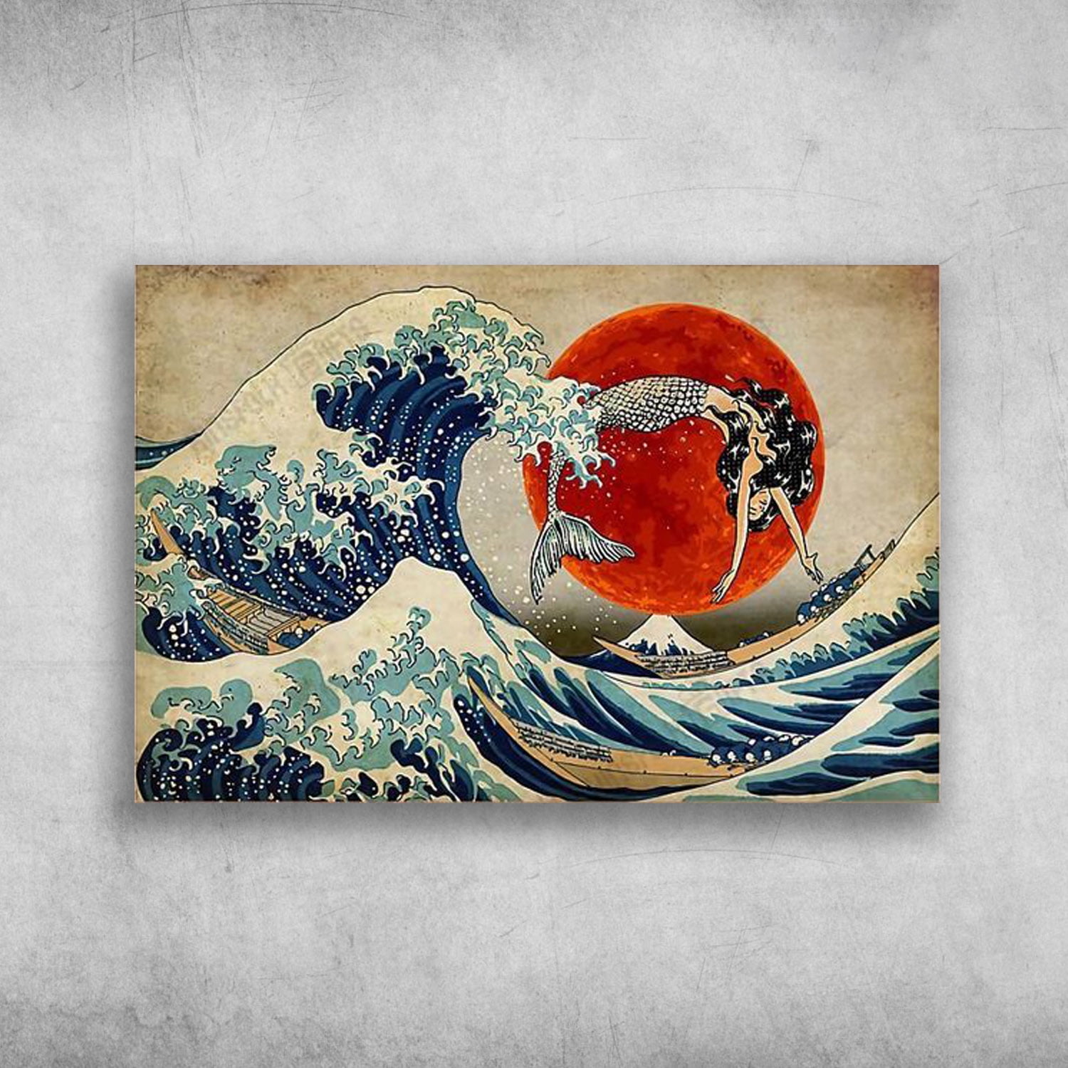 Mermaid And Tsunami Art 24 x 36 Inch Poster - Walmart.com