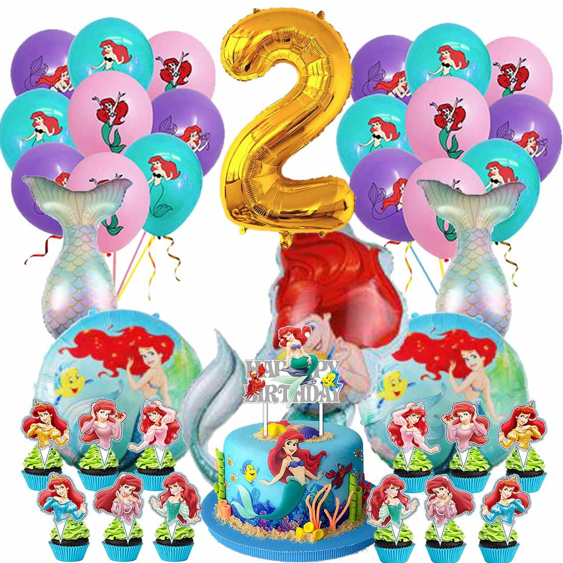 Mermaid Ariel Princess Party Supplies 2nd Decor Kit Balloons Birthday ...