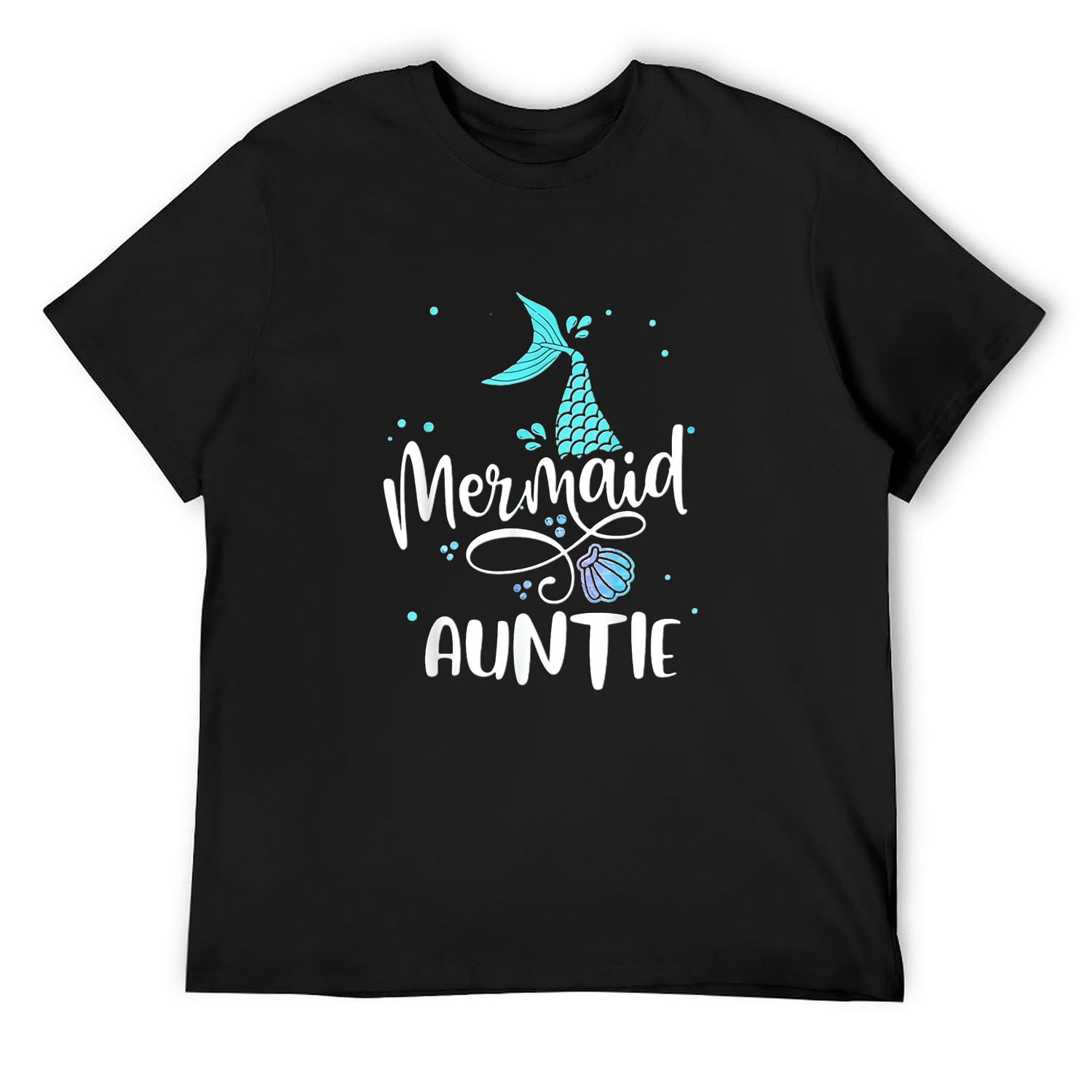 Mermaid Auntie Funny Aunt Men Family Matching Party Squad T-Shirt Black ...