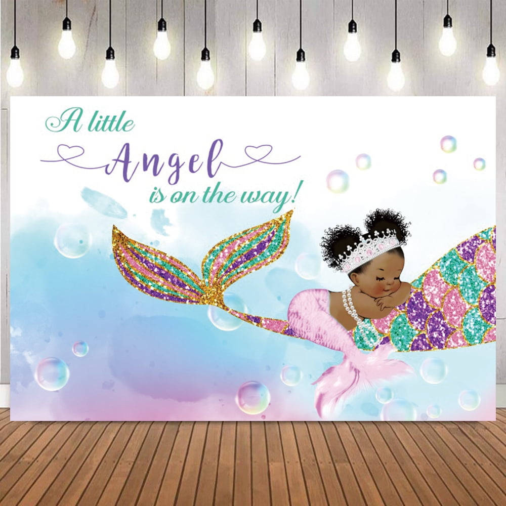 Mermaid Baby Shower Backdrop for Photography Underwater Castle Glitter ...