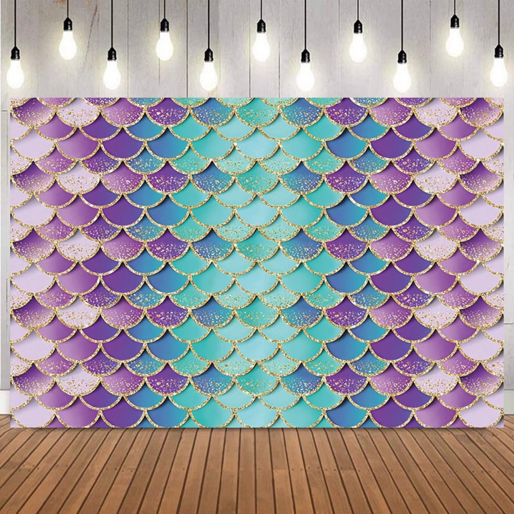 Mermaid Baby Shower Backdrop for Photography Underwater Castle Glitter ...