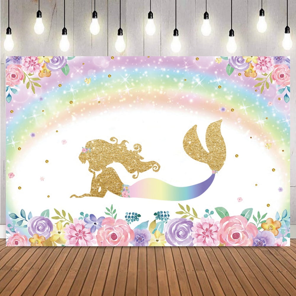 Mermaid Baby Shower Backdrop for Photography Underwater Castle Glitter ...