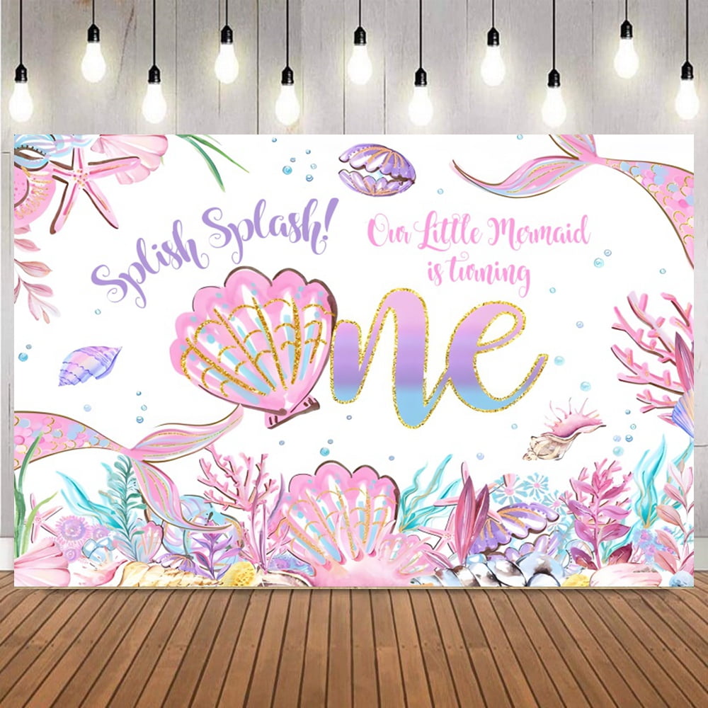 Mermaid Baby Shower Backdrop for Photography Underwater Castle Glitter ...