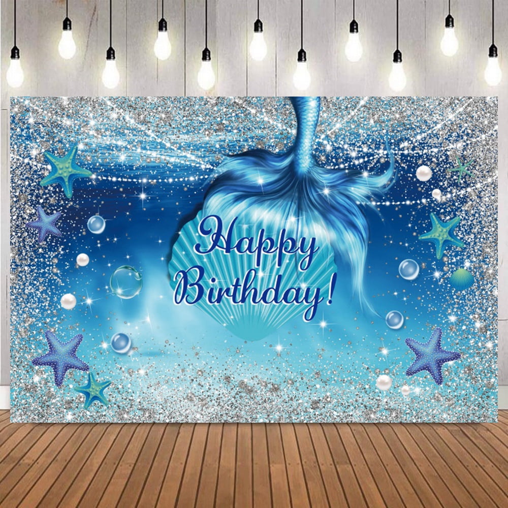 Mermaid Baby Shower Backdrop for Photography Underwater Castle Glitter ...