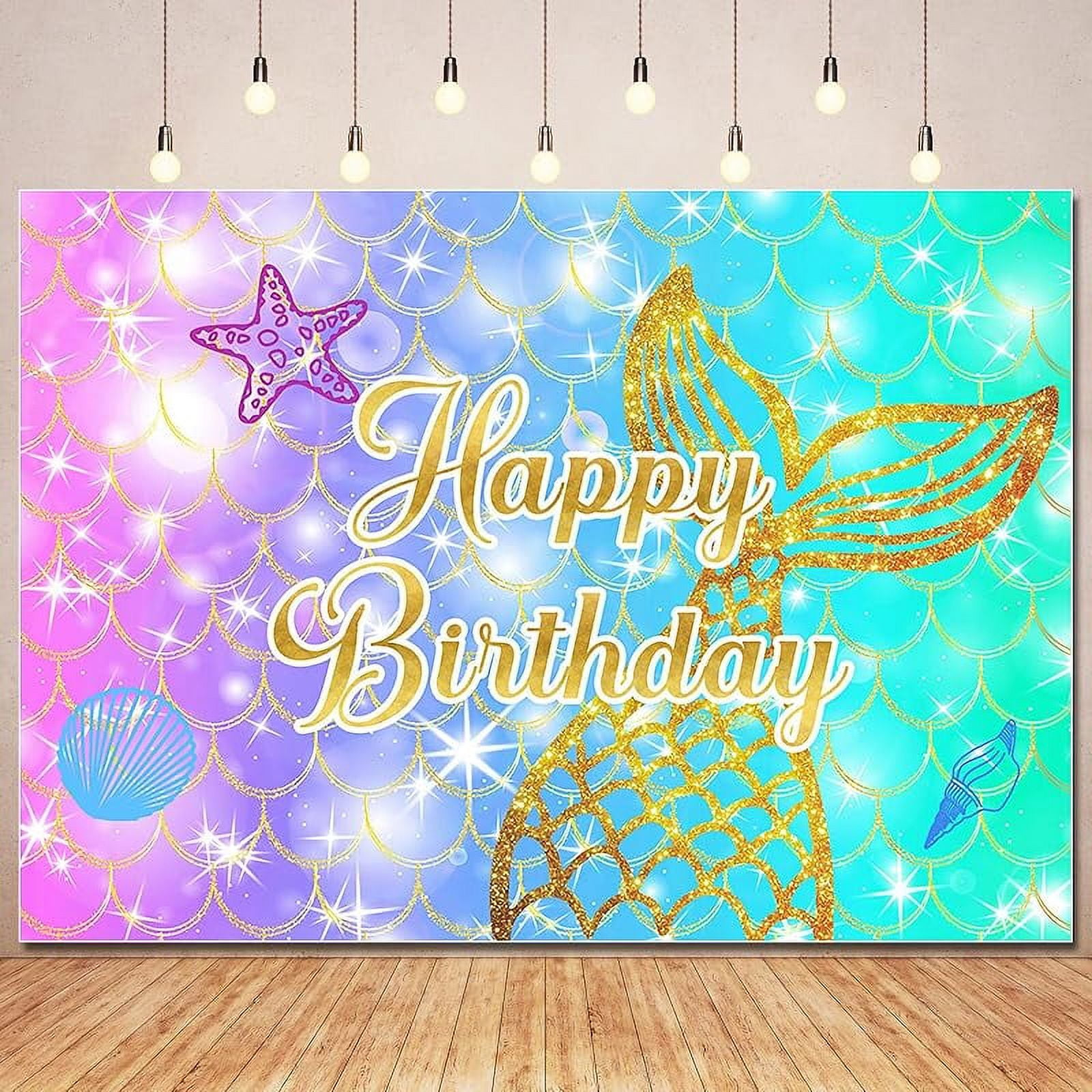Mermaid Backdrop Banner for Girls Birthday Decoration,Under The Sea ...