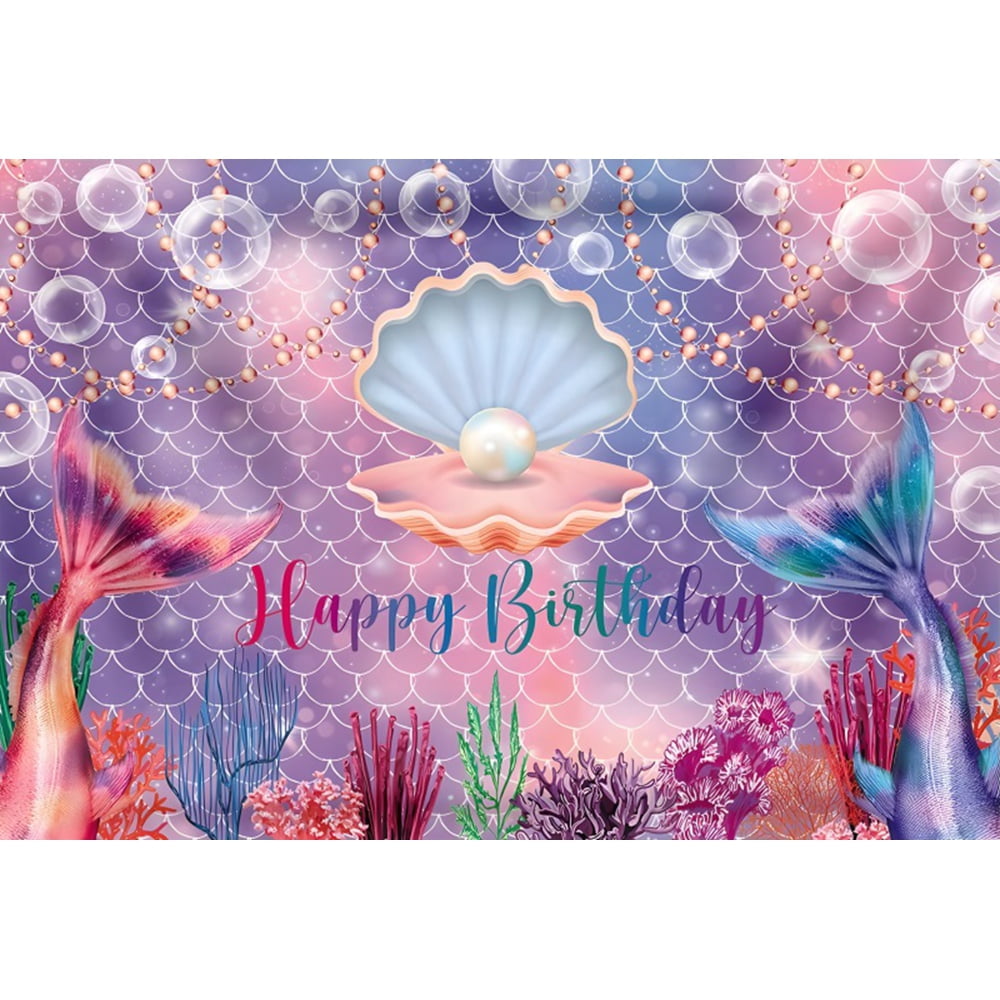 Mermaid Backdrop For Birthday Party r Under The Sea Scale Shell Newborn ...