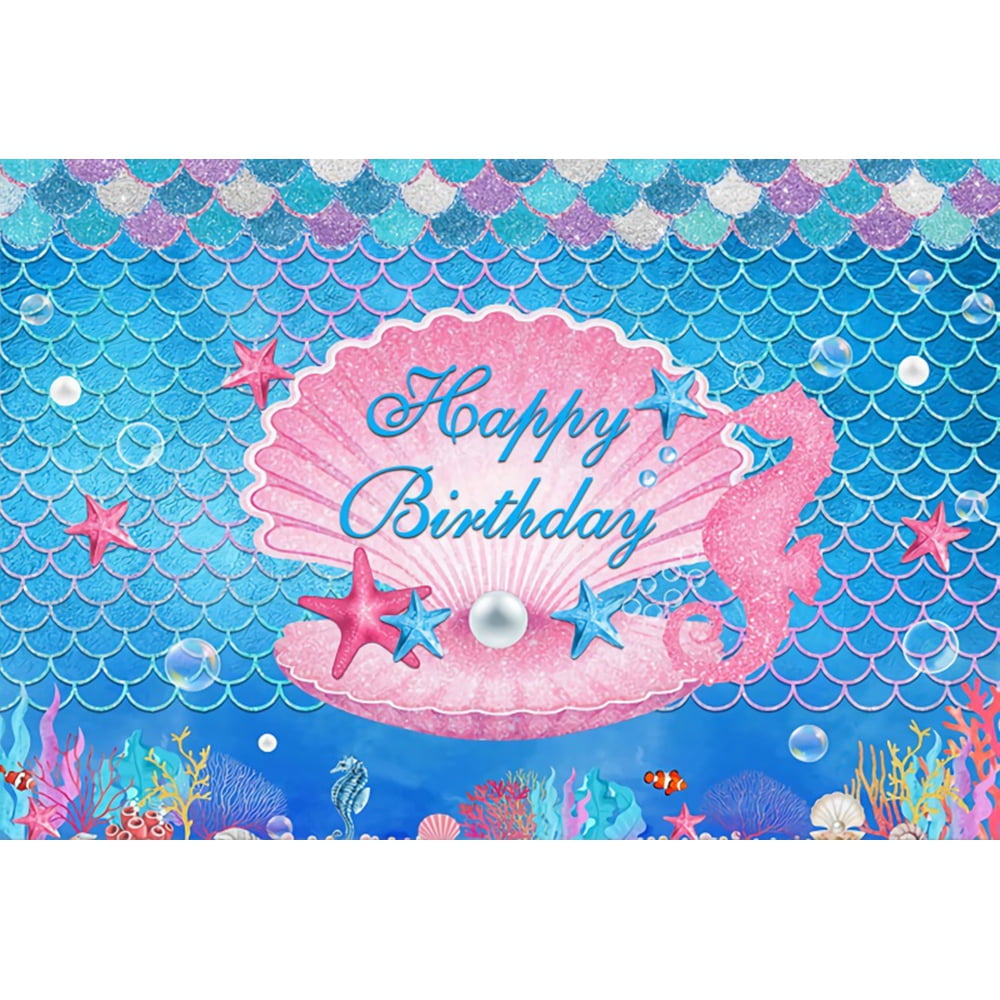 Mermaid Backdrop For Birthday Party r Under The Sea Scale Shell Newborn ...