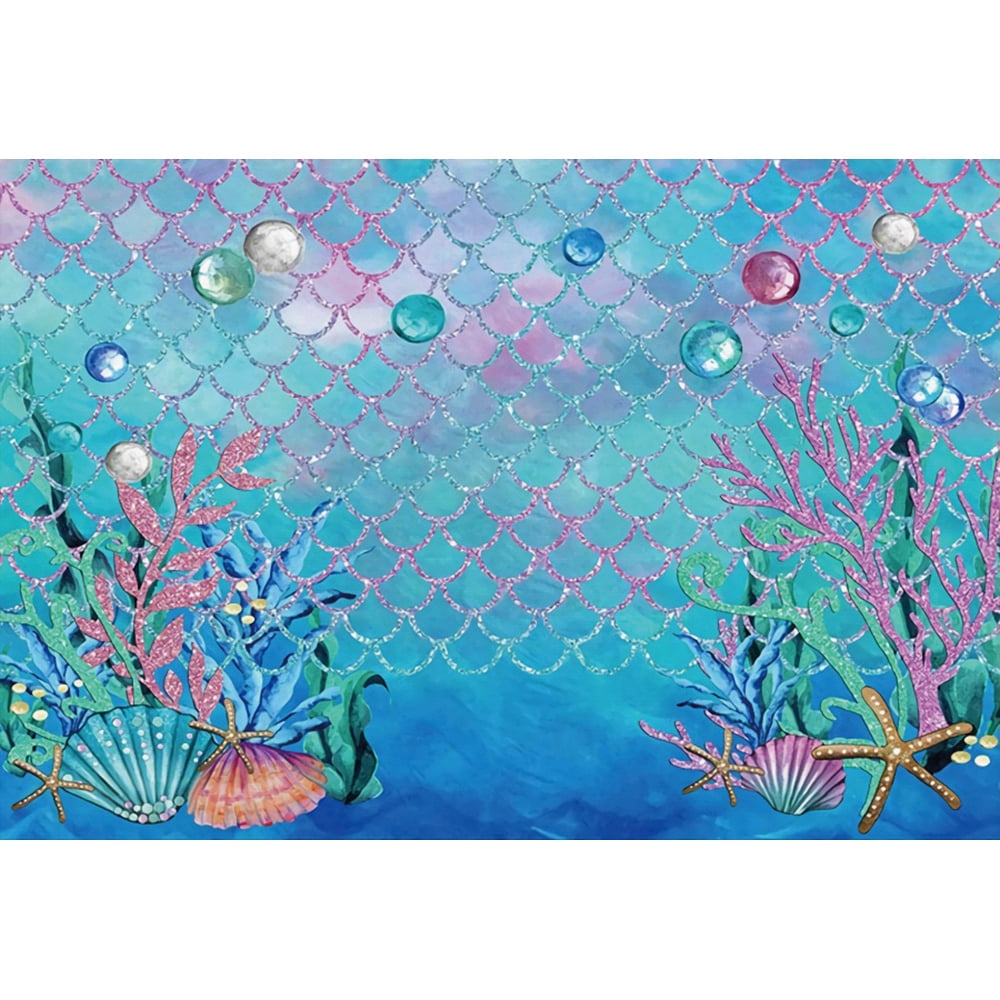Mermaid Backdrop For Birthday Party r Under The Sea Scale Shell Newborn ...