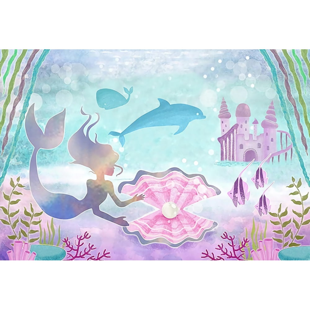 Mermaid Backdrop For Birthday Party r Under The Sea Scale Shell Newborn ...
