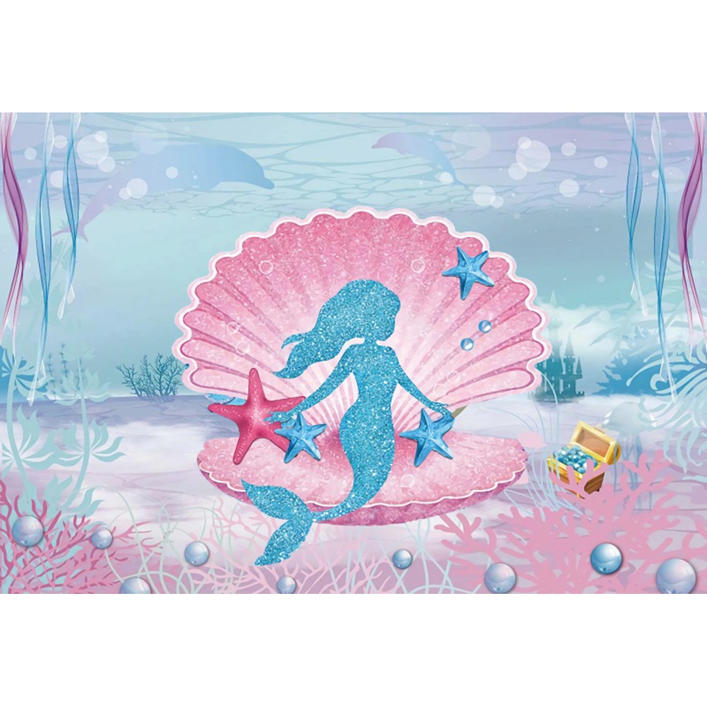 Mermaid Backdrop For Birthday Party r Under The Sea Scale Shell Newborn ...