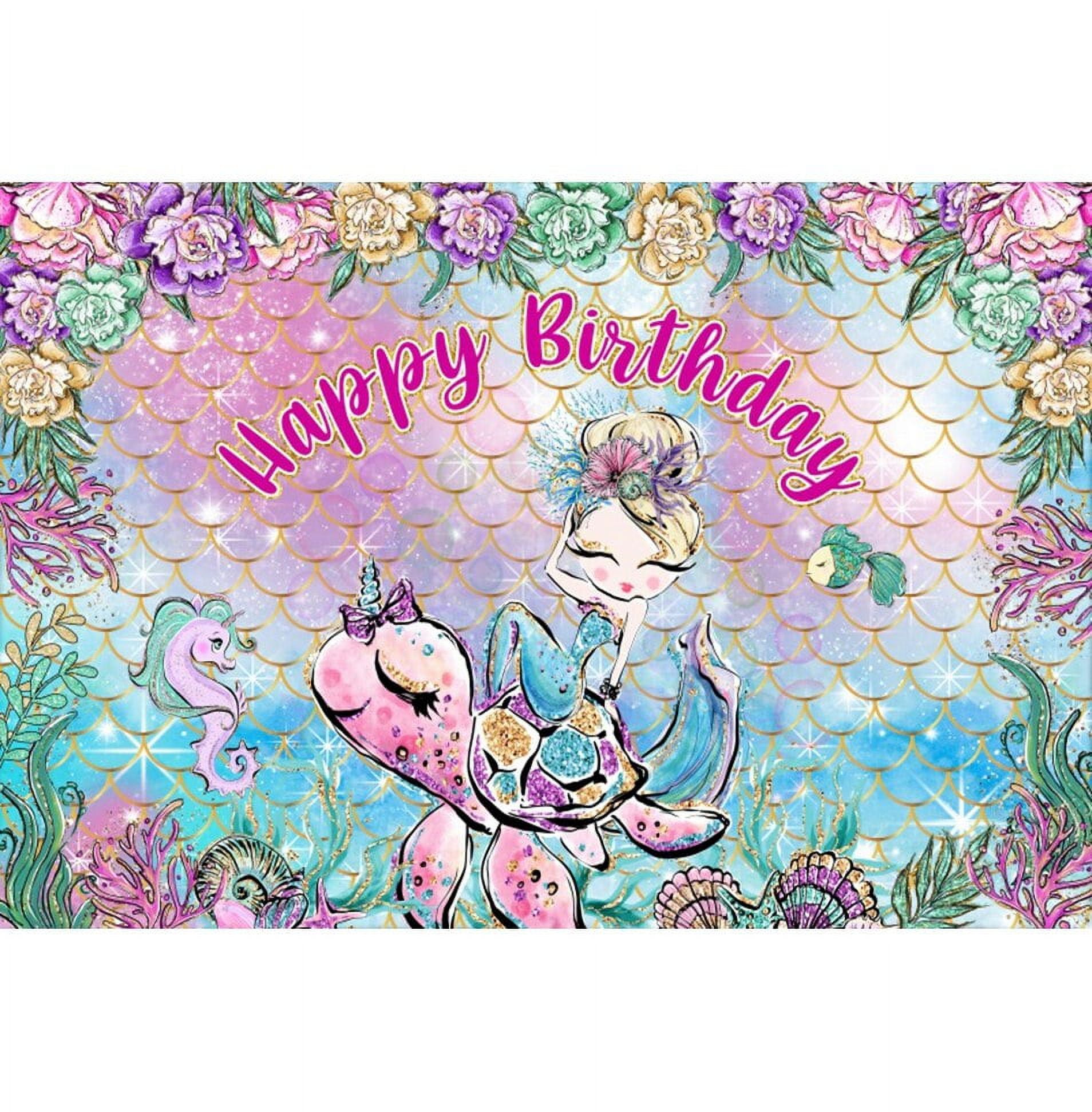 Mermaid Backdrop for Girls Seabed Scales Shell Tail ss Baby Shower ...