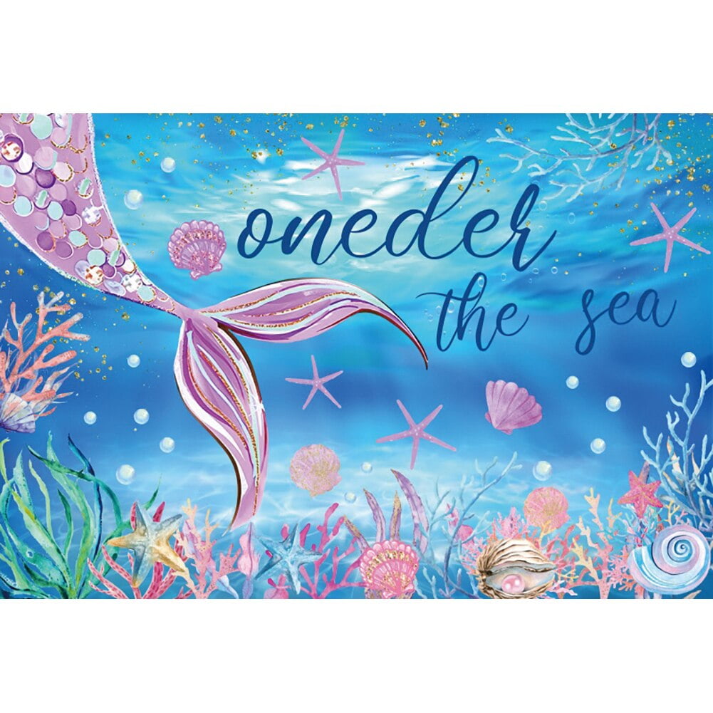 Mermaid Backdrop for Girls Seabed Scales Shell Tail ss Baby Shower ...