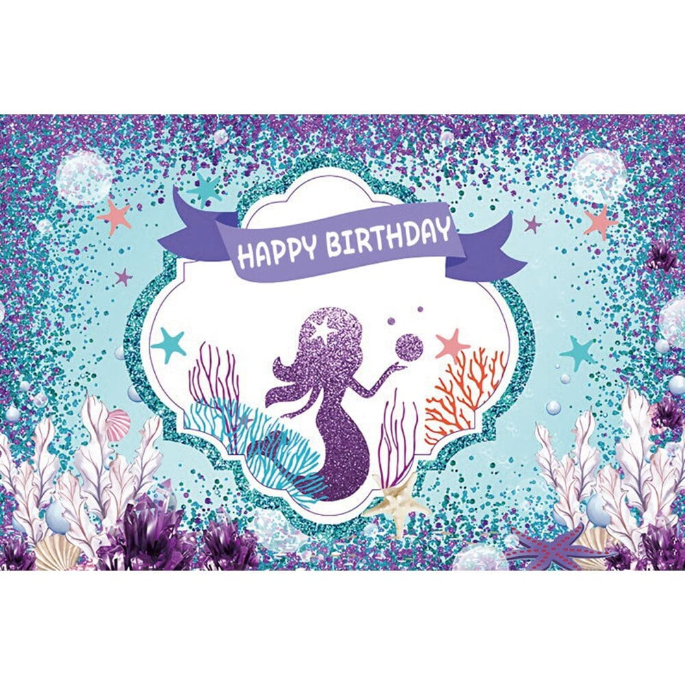 Mermaid Backdrop for Girls Seabed Scales Shell Tail ss Baby Shower ...
